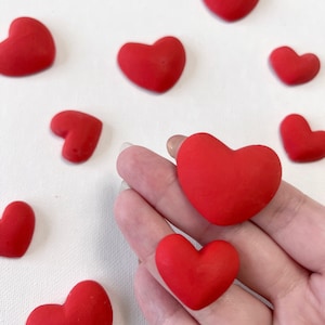 Red Heart Cupcake Toppers Fondant Cake Decoration | Edible Heart Cake ...