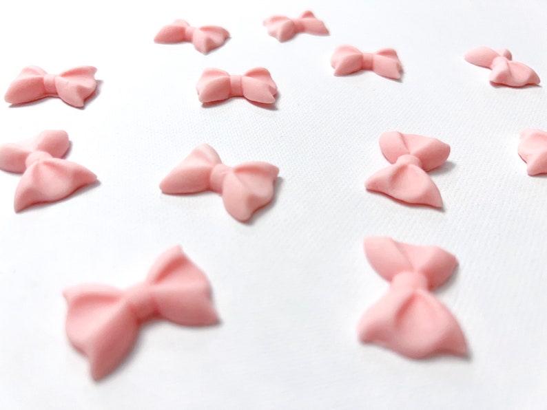 Pink Bow Cupcake Toppers Fondant Cake Decoration | Bow Cake Toppers ...