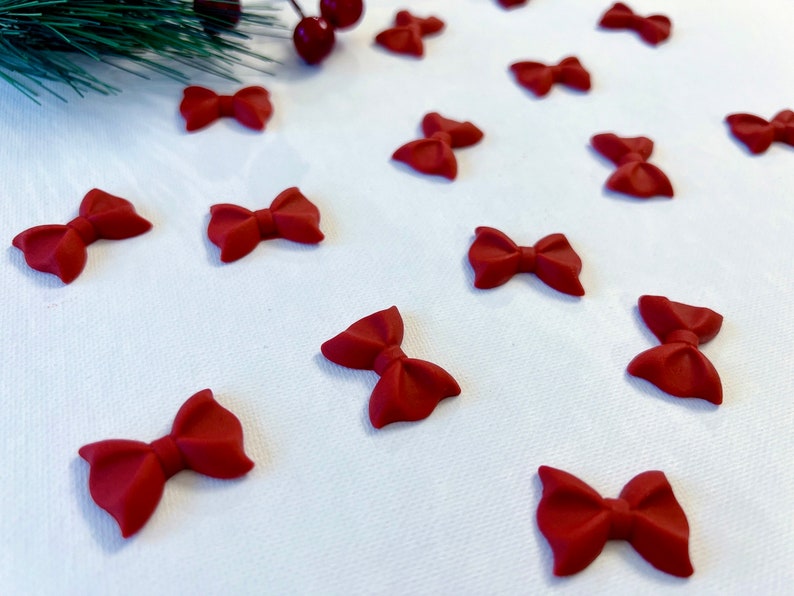Red Bow Cupcake Toppers Fondant Cake Decoration Bow Cake Toppers ...