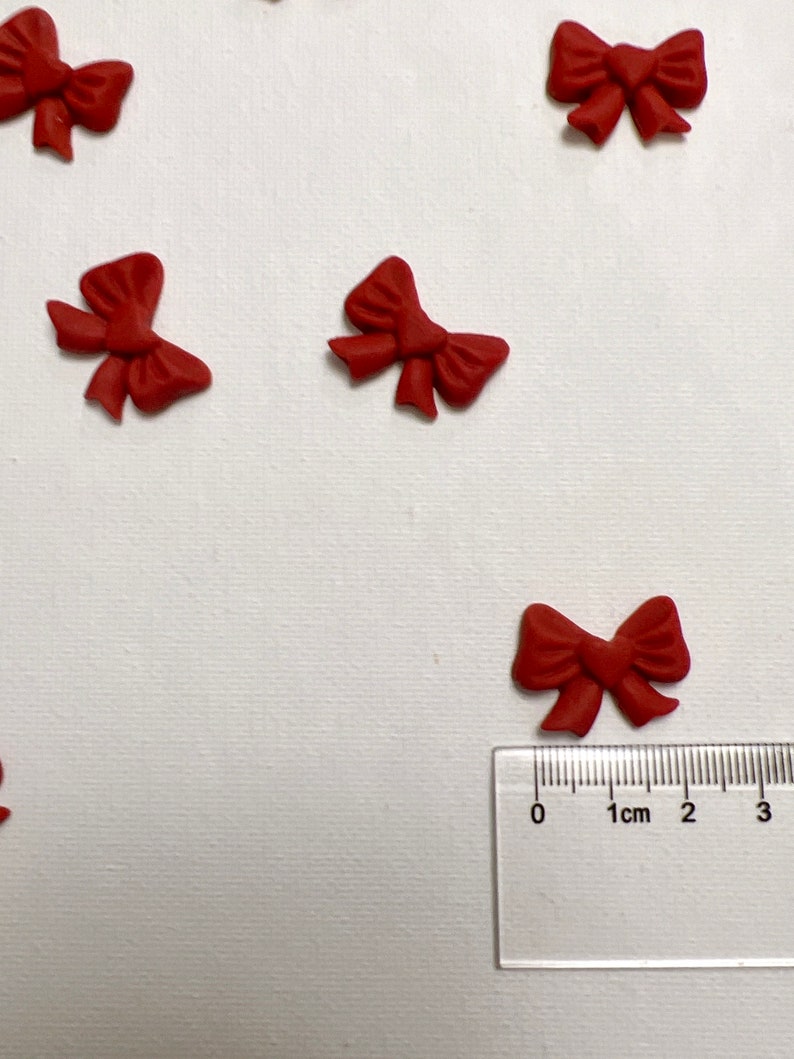 Mini Red Bow Cupcake Toppers Fondant Cake Decoration | Bow Cake Toppers ...