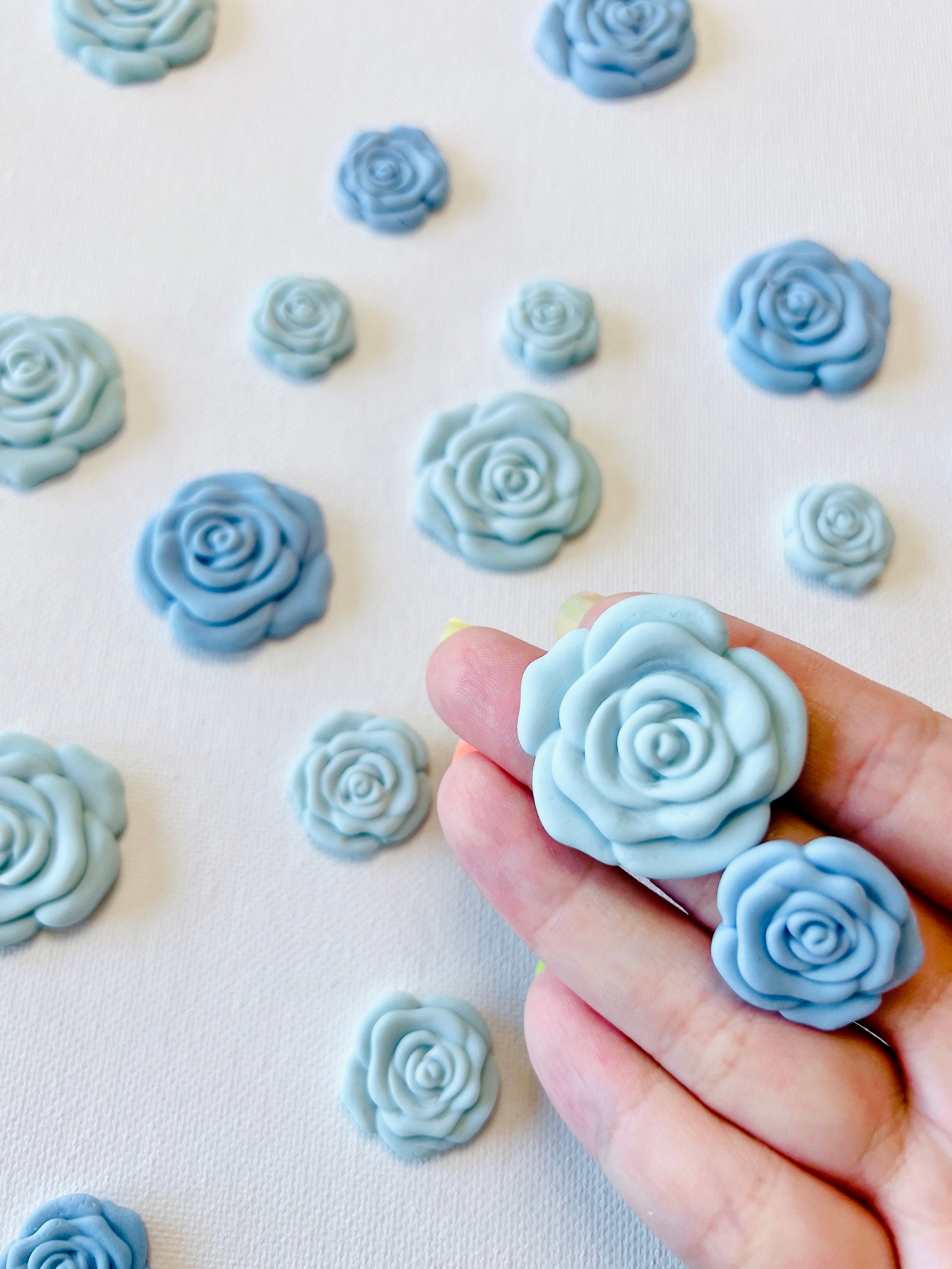 Rose Cupcake Toppers Edible Cake Decoration Flower Cake Toppers Blue ...