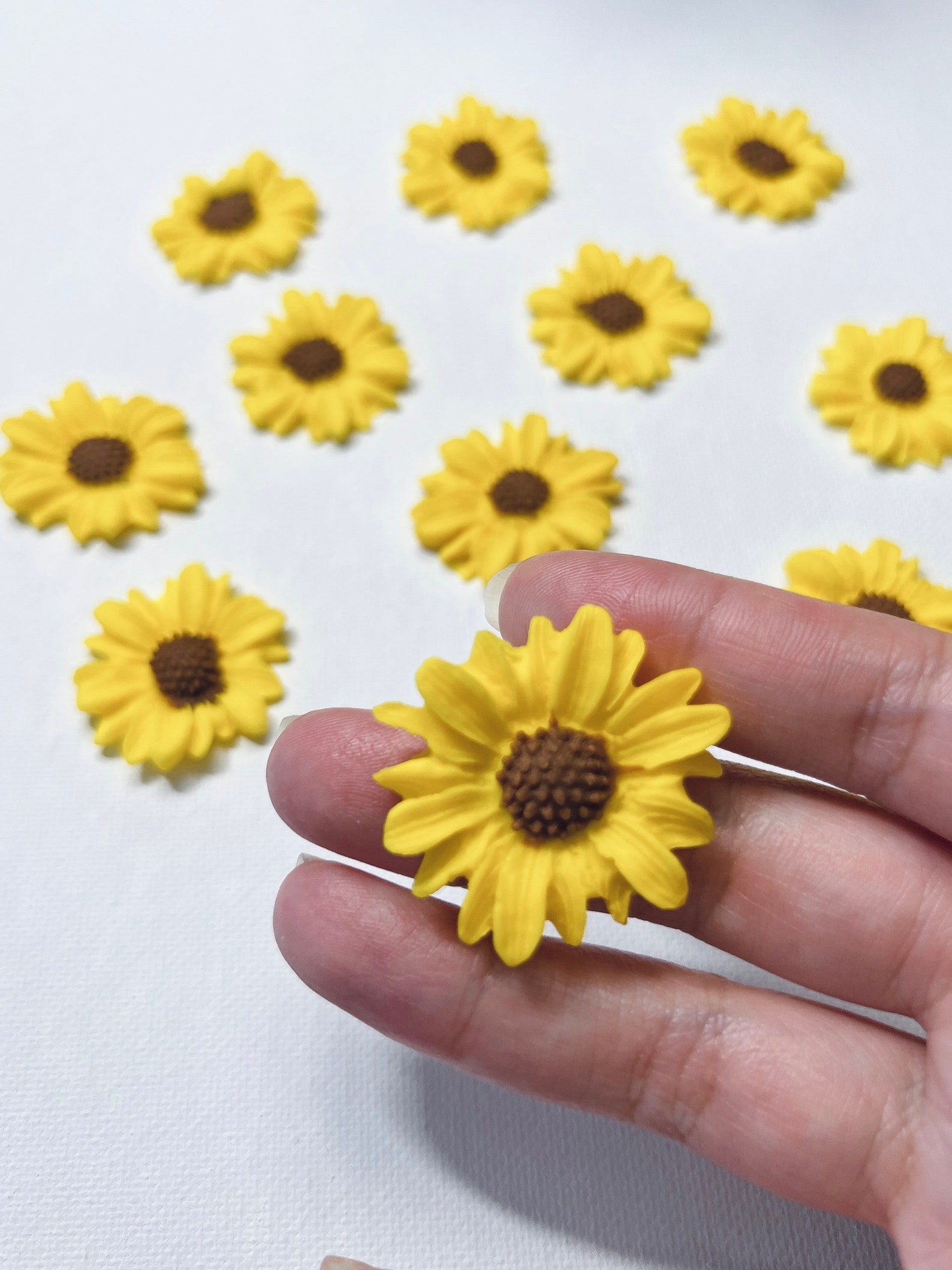 Sunflower Cupcake Toppers Fondant Cake Decoration Fall Flower Cake ...