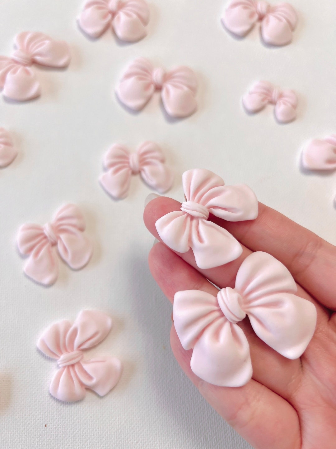 Princess Pink Bow Cupcake Toppers Fondant Cake Decoration | Bow Cake ...