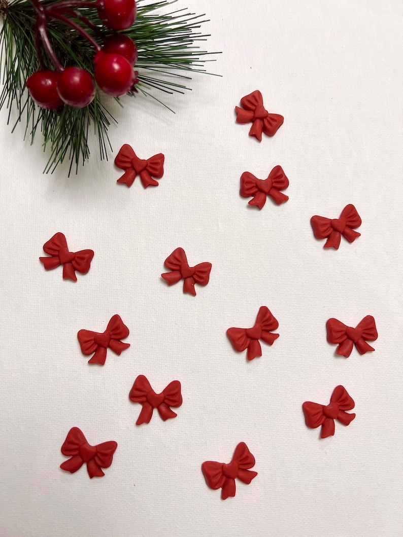 Mini Red Bow Cupcake Toppers Fondant Cake Decoration Bow Cake Toppers ...