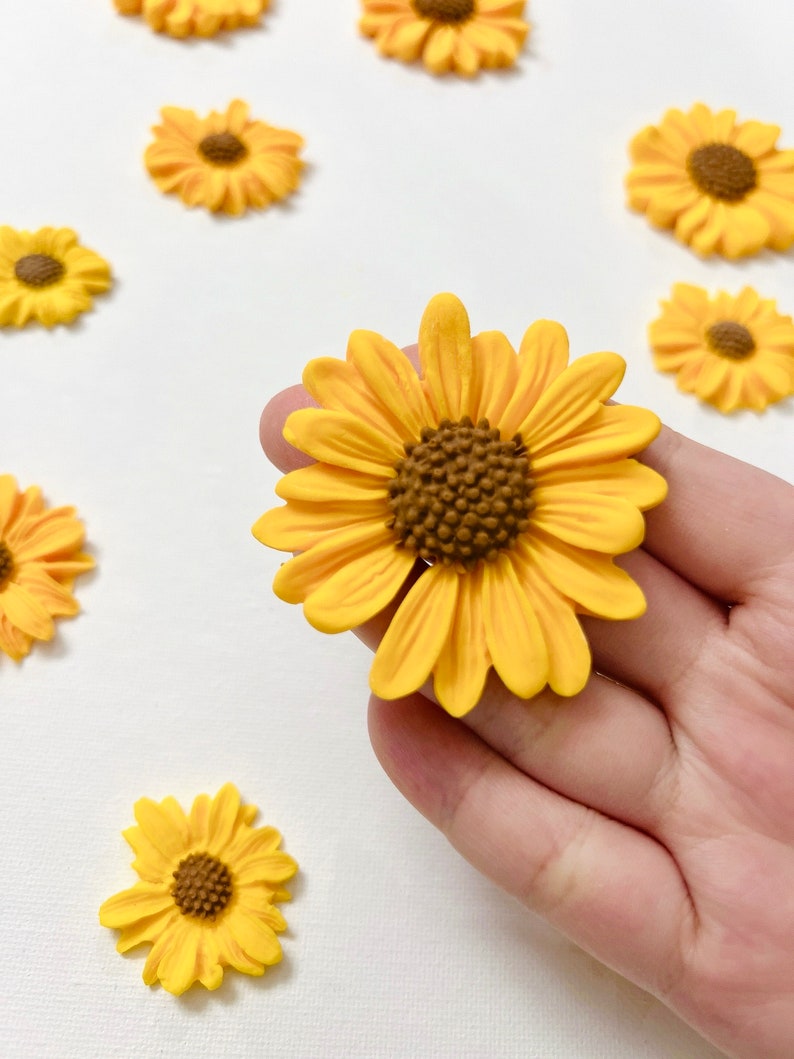 Sunflower Cupcake Toppers Fondant Cake Decoration | Fall Flower Cake ...