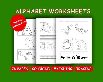 Coloring, Matching, Tracing Printable Alphabet Worksheet Preschool ...