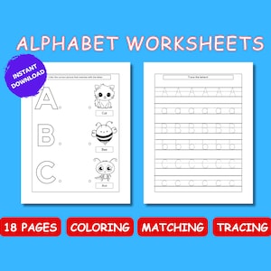 Coloring, Matching, Tracing Printable Alphabet Worksheet - Preschool ...