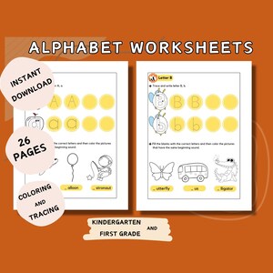 Kindergarten and First Grade Alphabet Worksheets Digital Worksheet ...