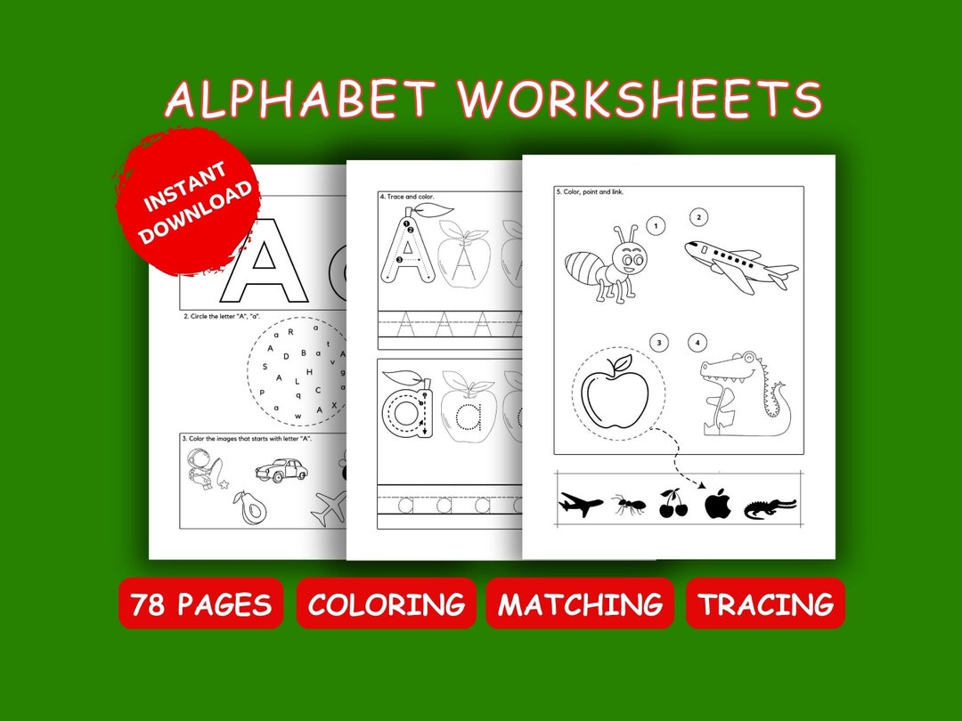 Coloring, Matching, Tracing Alphabet Worksheet - Preschool Alphabet ...