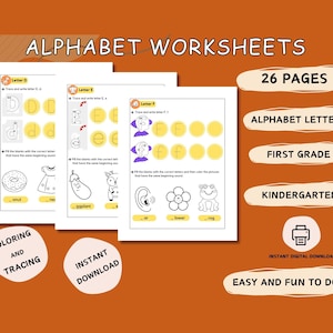 Kindergarten and First Grade Alphabet Worksheets- Digital Worksheet ...