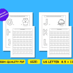 Coloring, Matching, Tracing Printable Alphabet Worksheet - Preschool ...