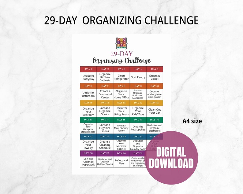 29-day Organizing Challenge Digital Download | Home Organization Guide ...