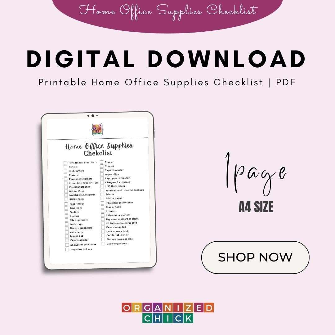 Printable Home Office Supplies Checklist | Digital Download | PDF ...