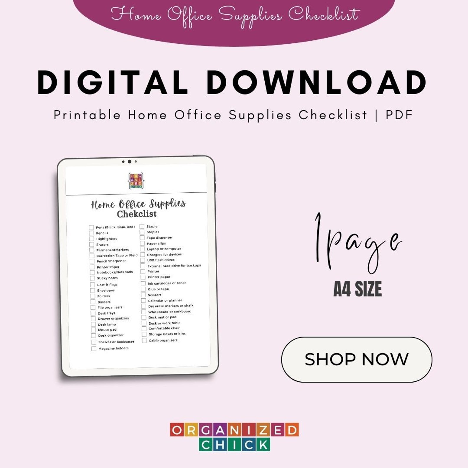 Printable Home Office Supplies Checklist | Digital Download | PDF ...