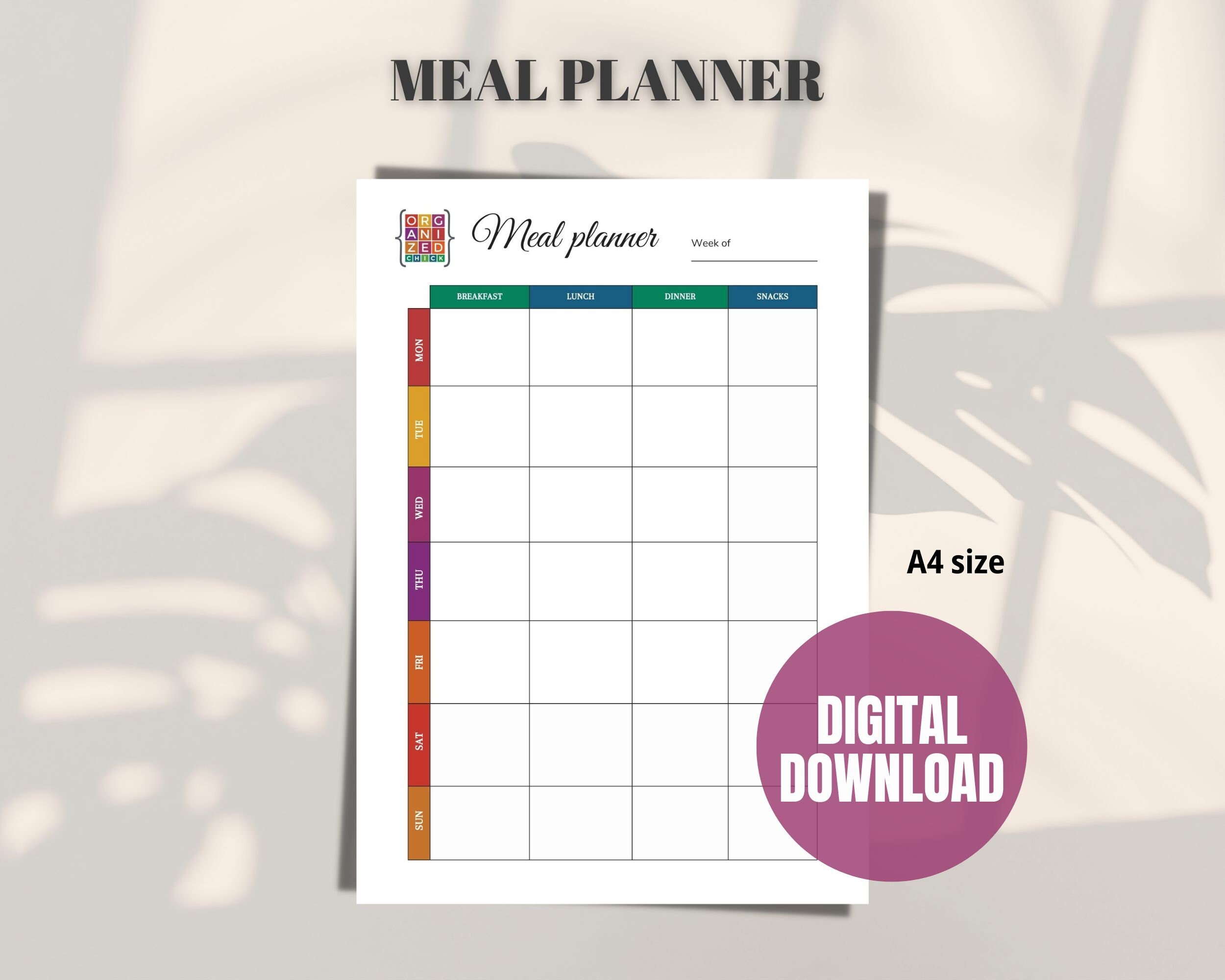Printable Meal Planner | Grocery List | Digital Download | PDF - Etsy