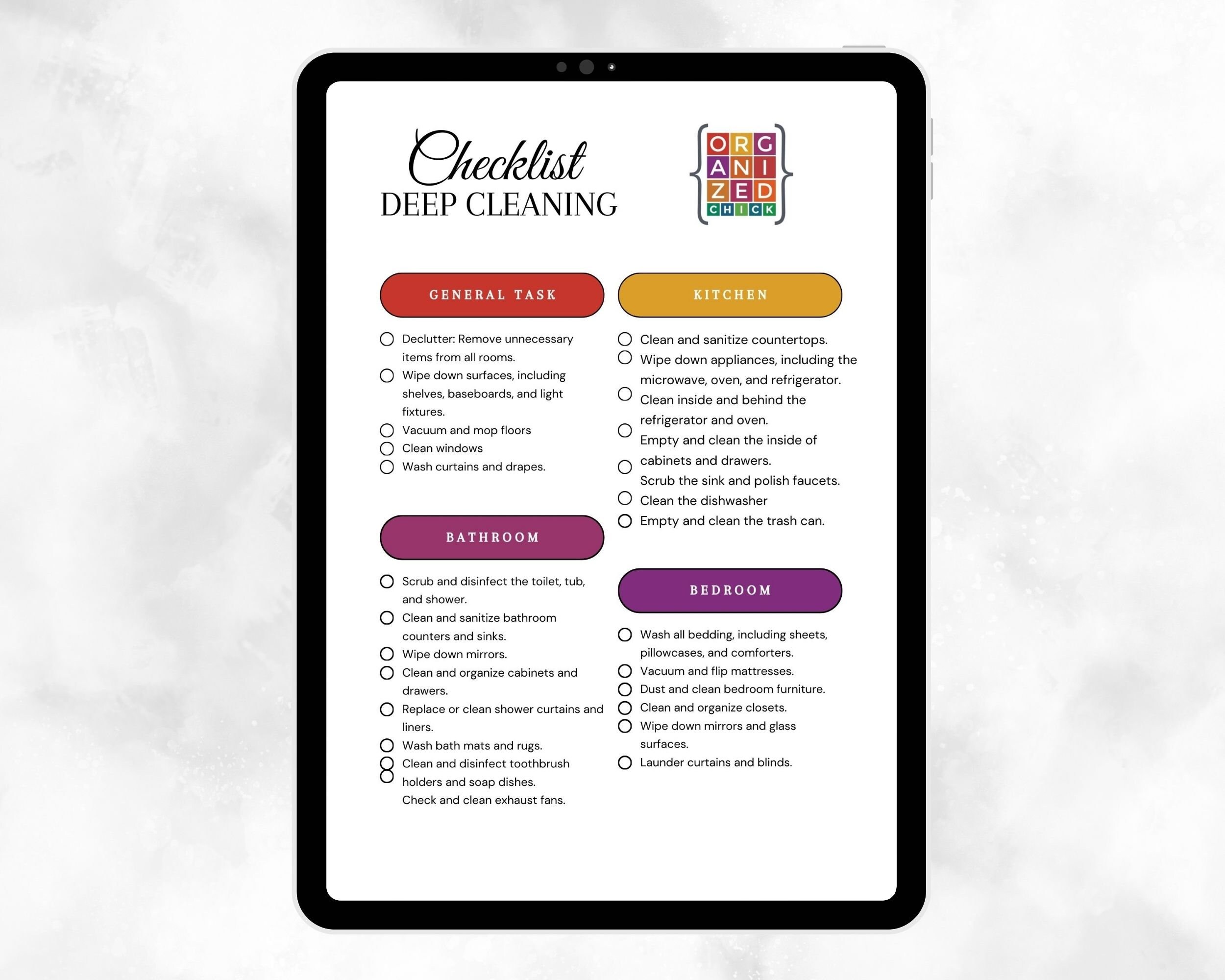 Deep Cleaning Checklist Digital Download PDF - Etsy