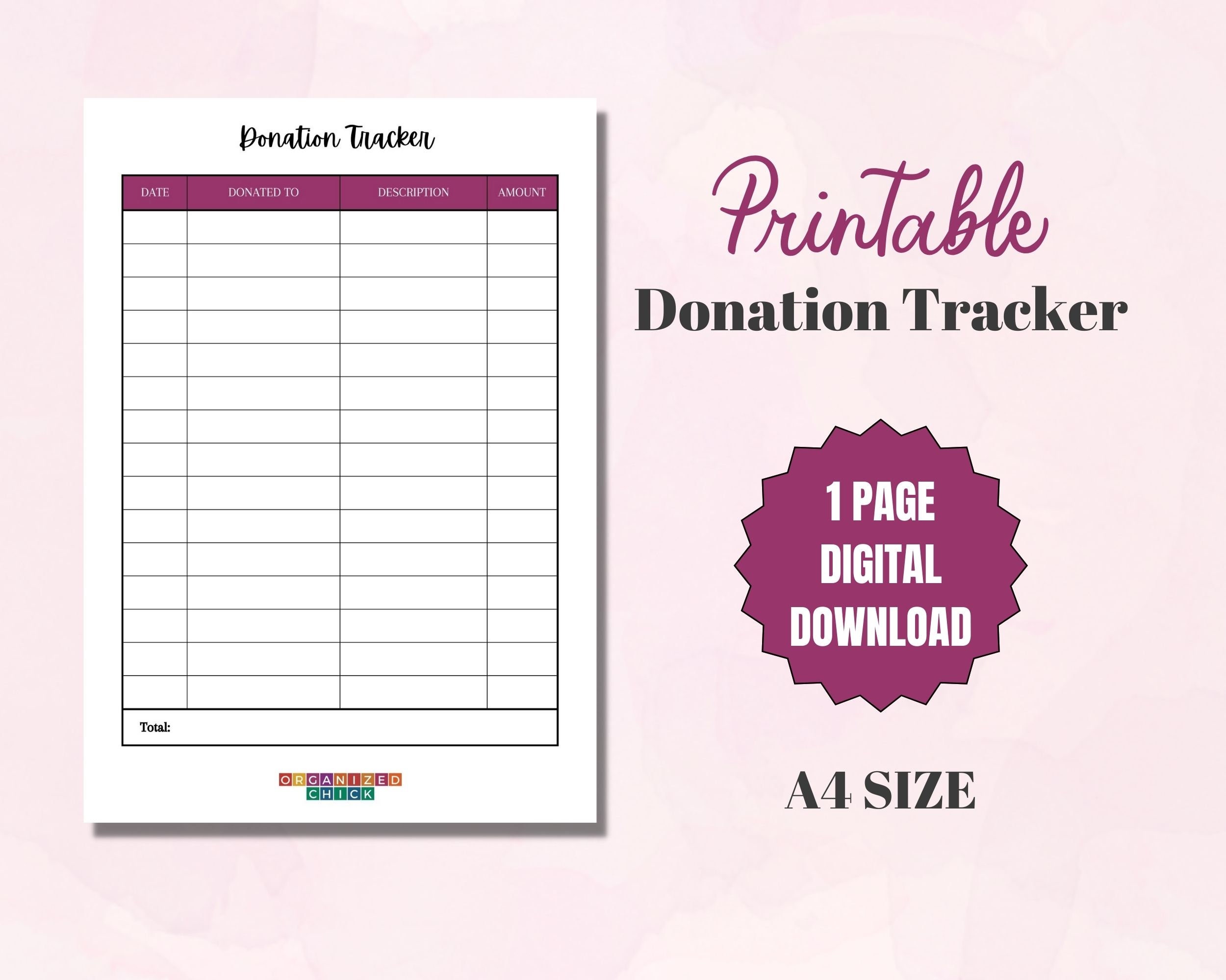 Donation Tracker Printable | Digital Download - Etsy
