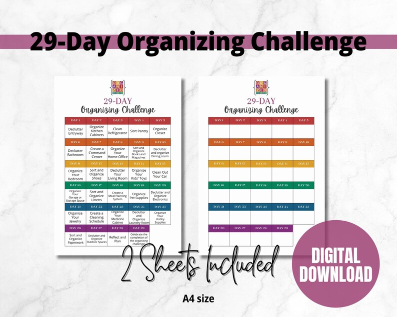 29-day Organizing Challenge Digital Download | Home Organization Guide ...