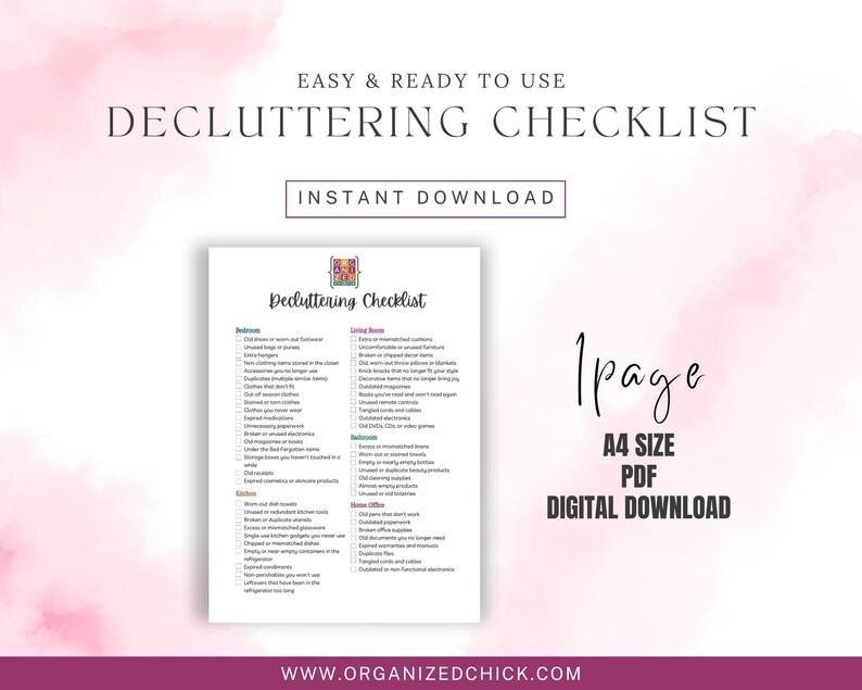 Decluttering Checklist | Digital Download | Printable | PDF - Etsy
