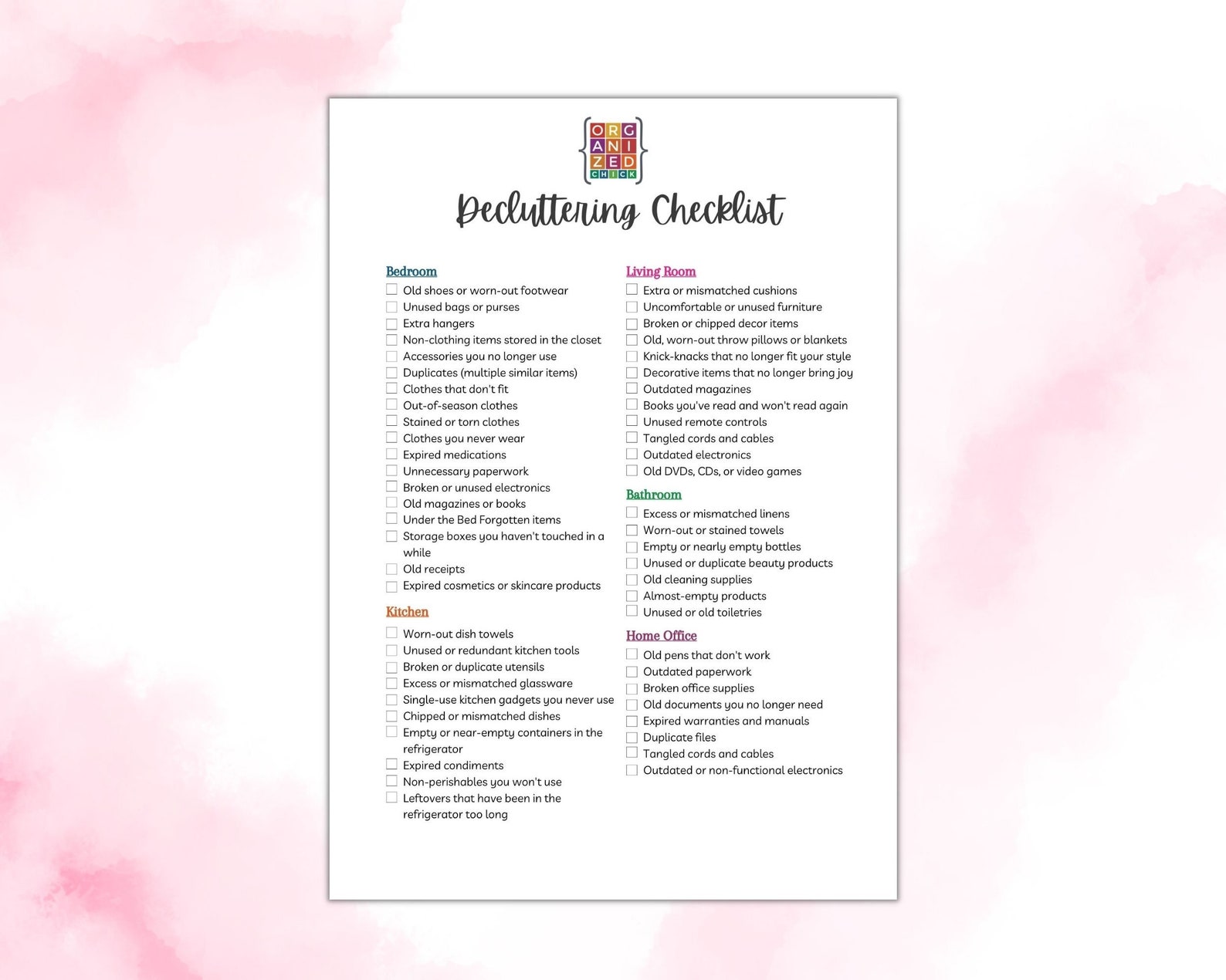 Decluttering Checklist | Digital Download | Printable | PDF - Etsy