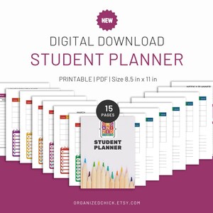 Printable Student Planner Bundle | Homework Tracker | Monthly Planner ...
