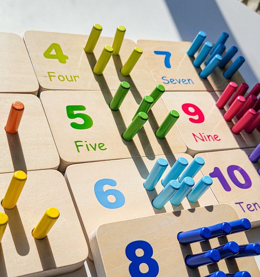 Wooden Counting Peg Board, Montessori Counting Number Peg Board ...