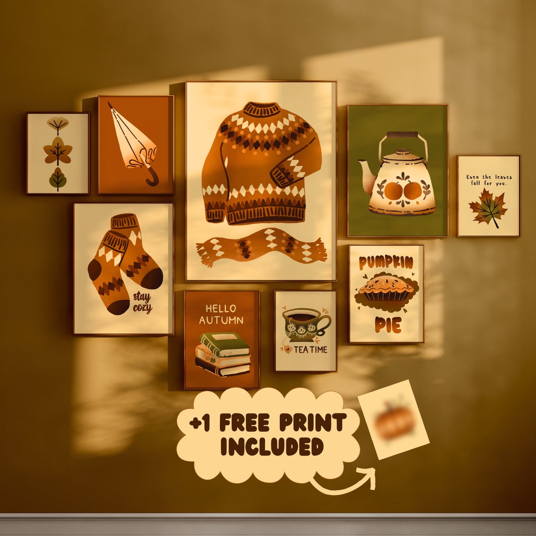 Autumn Print Set of 9 Piece Wall Art, Fall Art Print, Autumn Wall Art ...