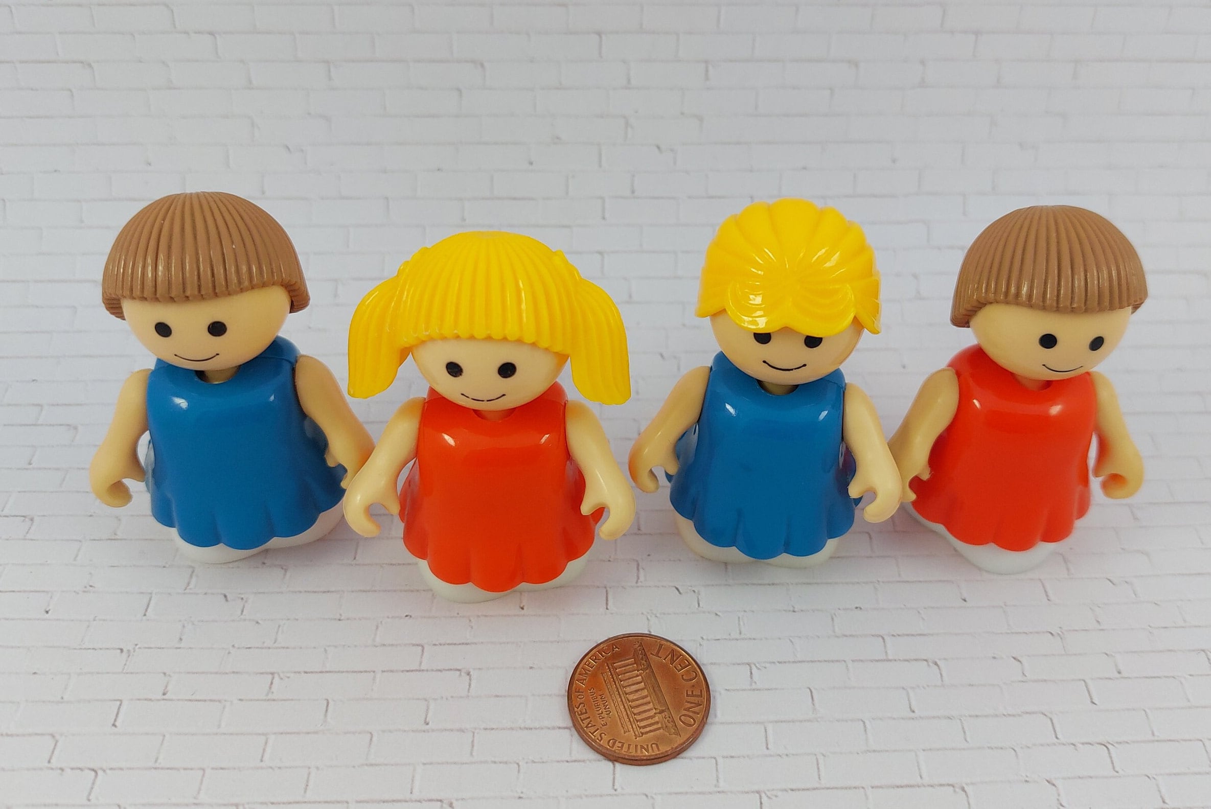 Vintage Playskool Lil Playmates-set of 4-red and Blue Shirts-brown and ...