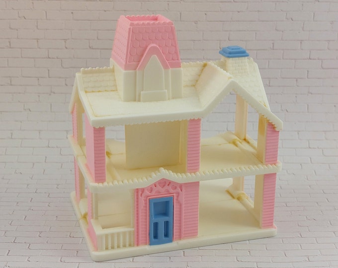 Playskool Victorian Dollhouse Miniature-vintage Toys-1990s-pink White Blue-mini Dollhouse - Etsy
