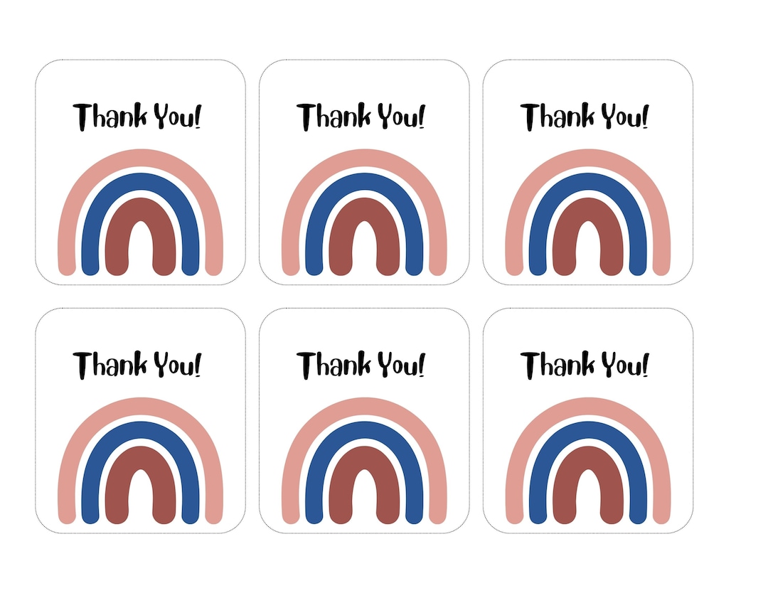 Printable Boho Rainbow Thank You Favor Gift Tag, Instant Download Boho ...