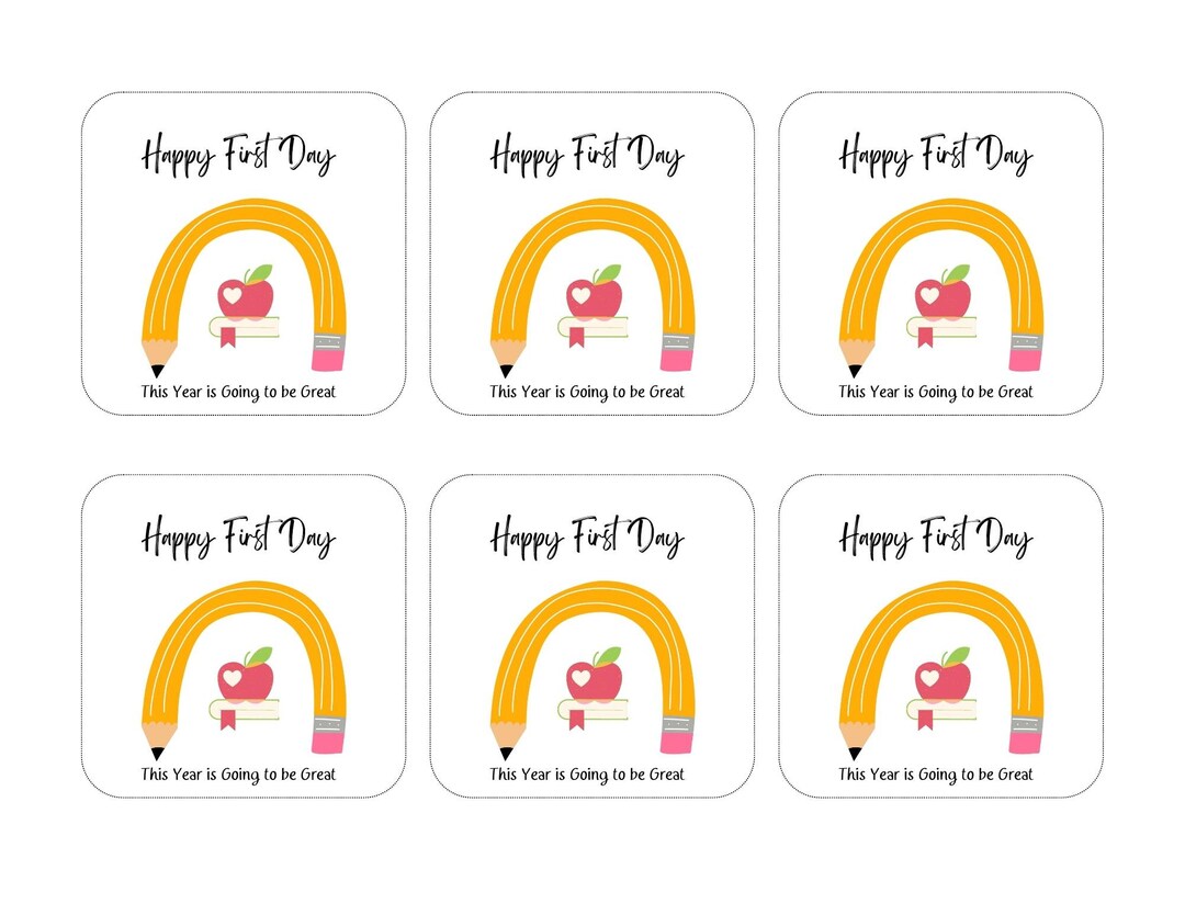 Happy First Day of School Tag, Back to School Gift Tag, Printable Back ...