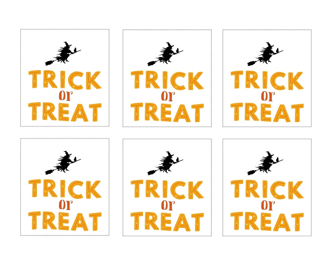 Printable Halloween Gift Tags | Trick or Treat Favor (digital Download ...