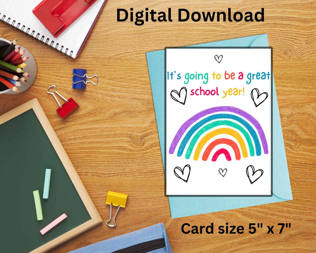 Rainbow Teacher Card, First Day of School (PDF) - Etsy