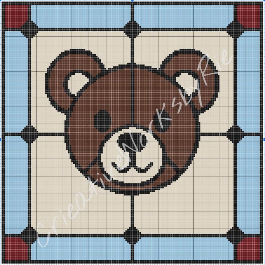 Stained Glass Teddy-crochet Color Work/ Graphgan Blanket Pattern ...