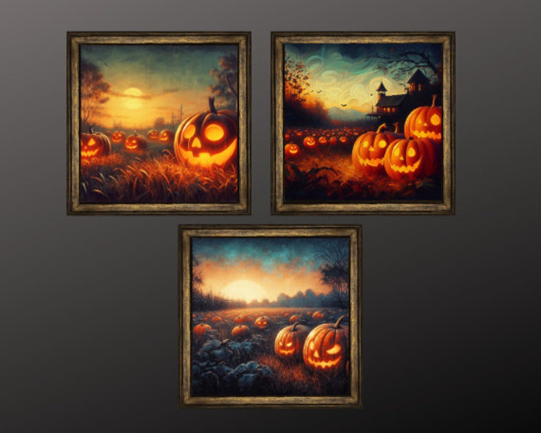Haunted Pumpkin Patch Halloween Wall Art Printable Wall Art - Etsy