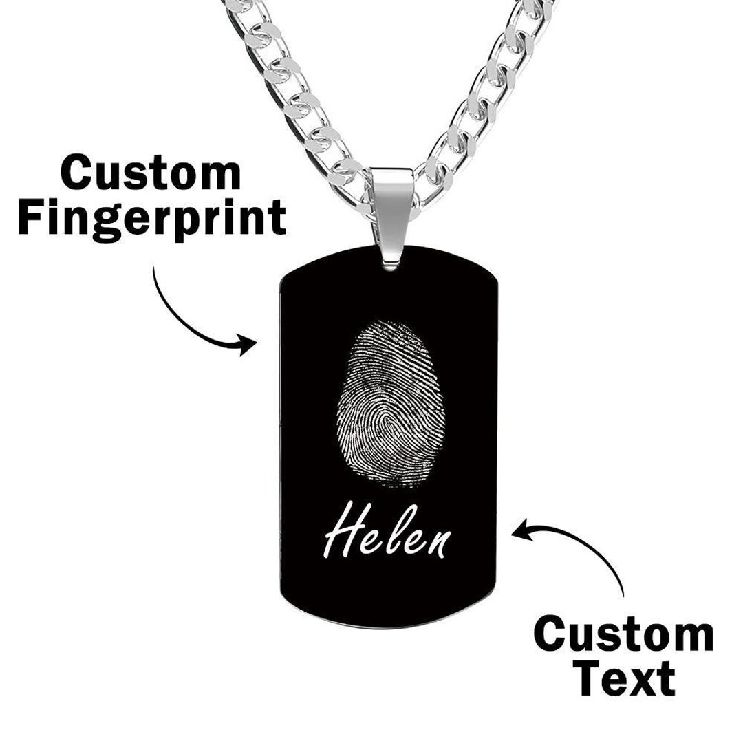 Personalized Photo Fingerprint Necklace Custom Engraved Memorial ...