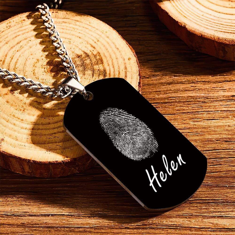 Personalized Photo Fingerprint Necklace Custom Engraved Memorial ...