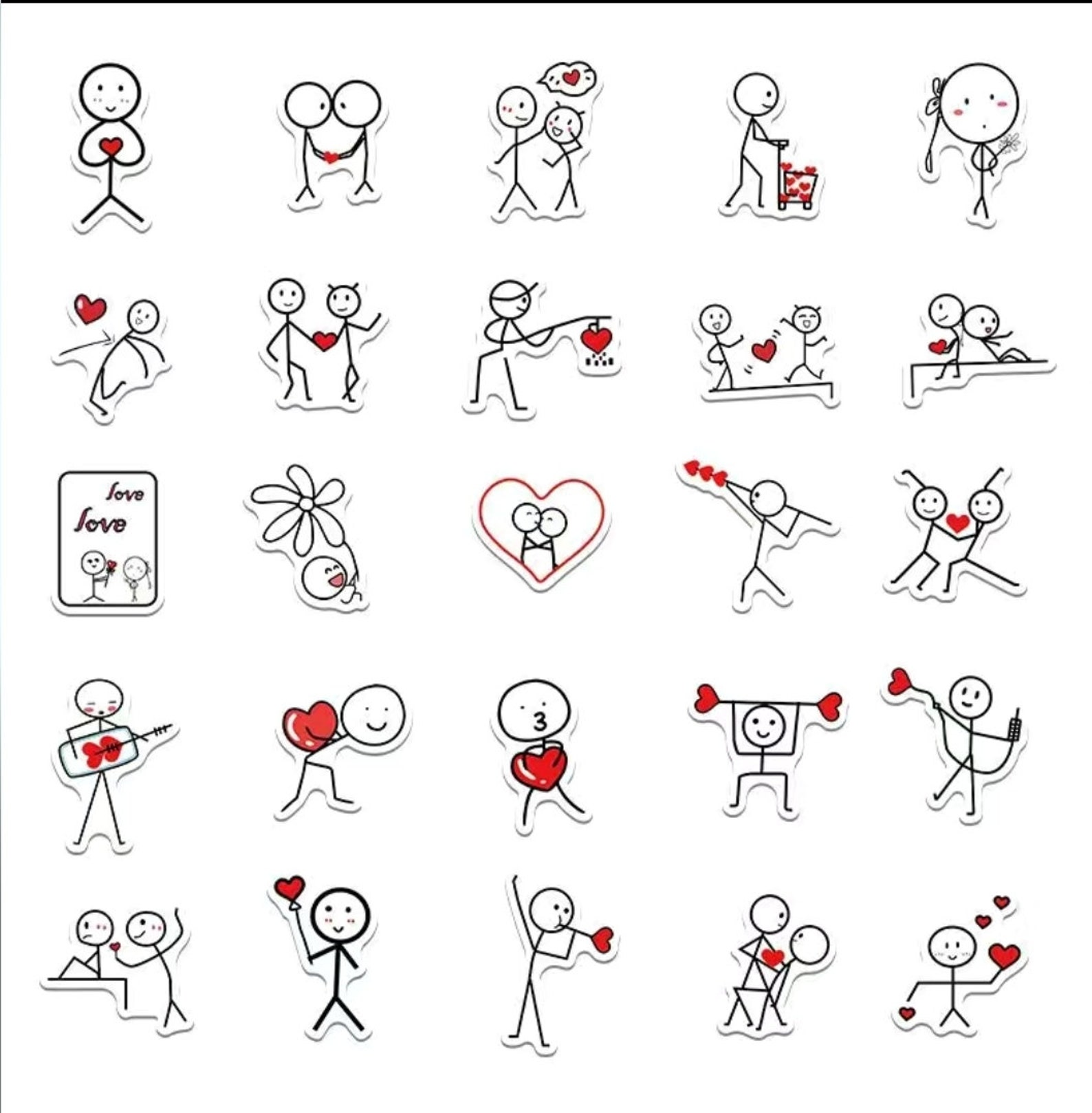 Love Stickman Series Stickers 10-pack HD Vinyl Decals, Unique ...