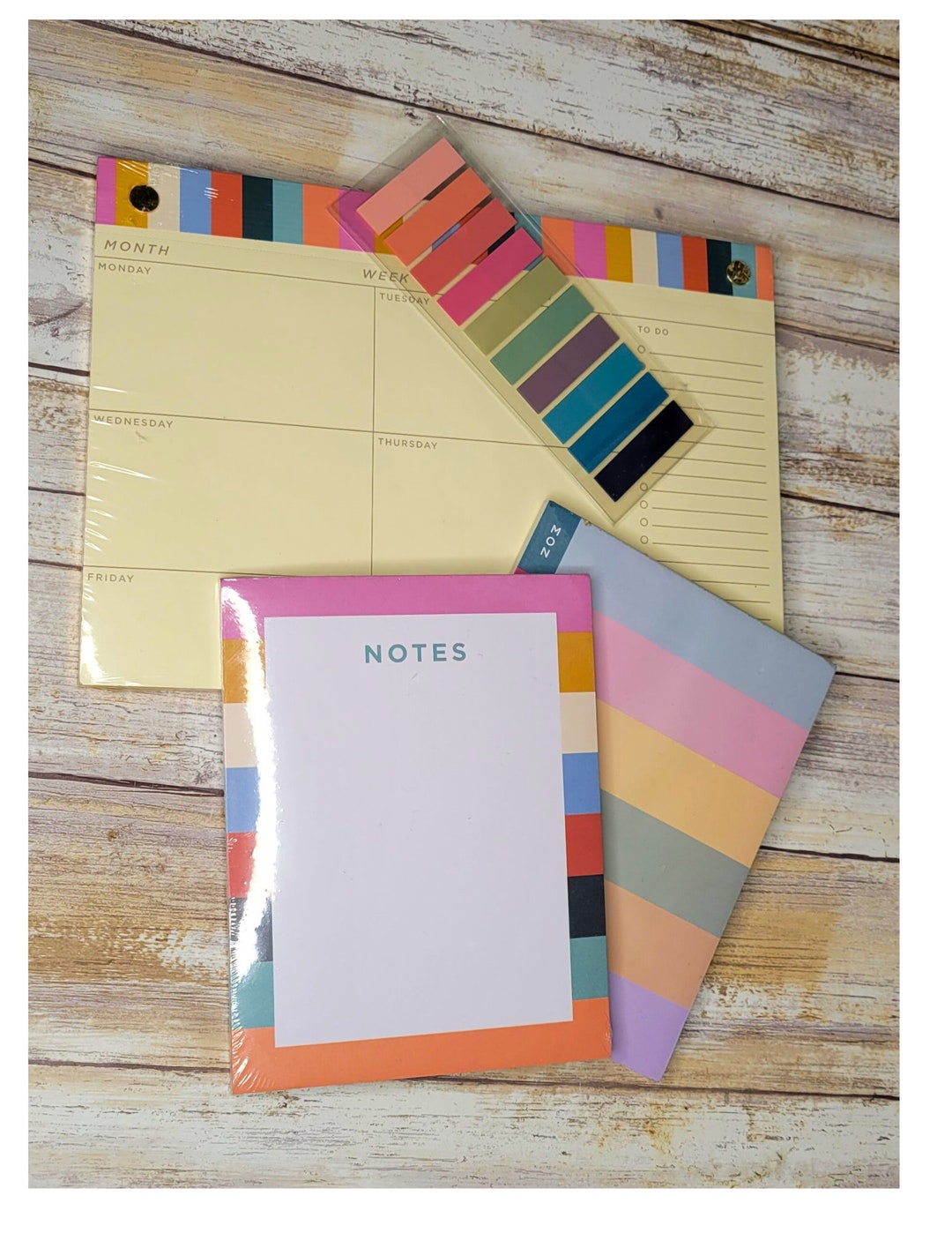 Colorful Weekly Desktop Planner Notepad Set 10x7.5 Colorful Stripes ...