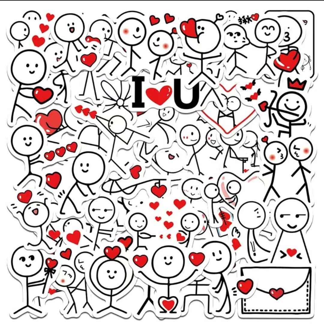 Love Stickman Series Stickers 10-pack HD Vinyl Decals, Unique ...