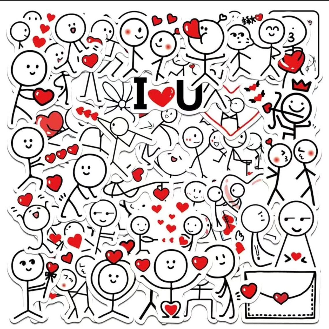 Love Stickman Series Stickers 10-pack HD Vinyl Decals, Unique ...