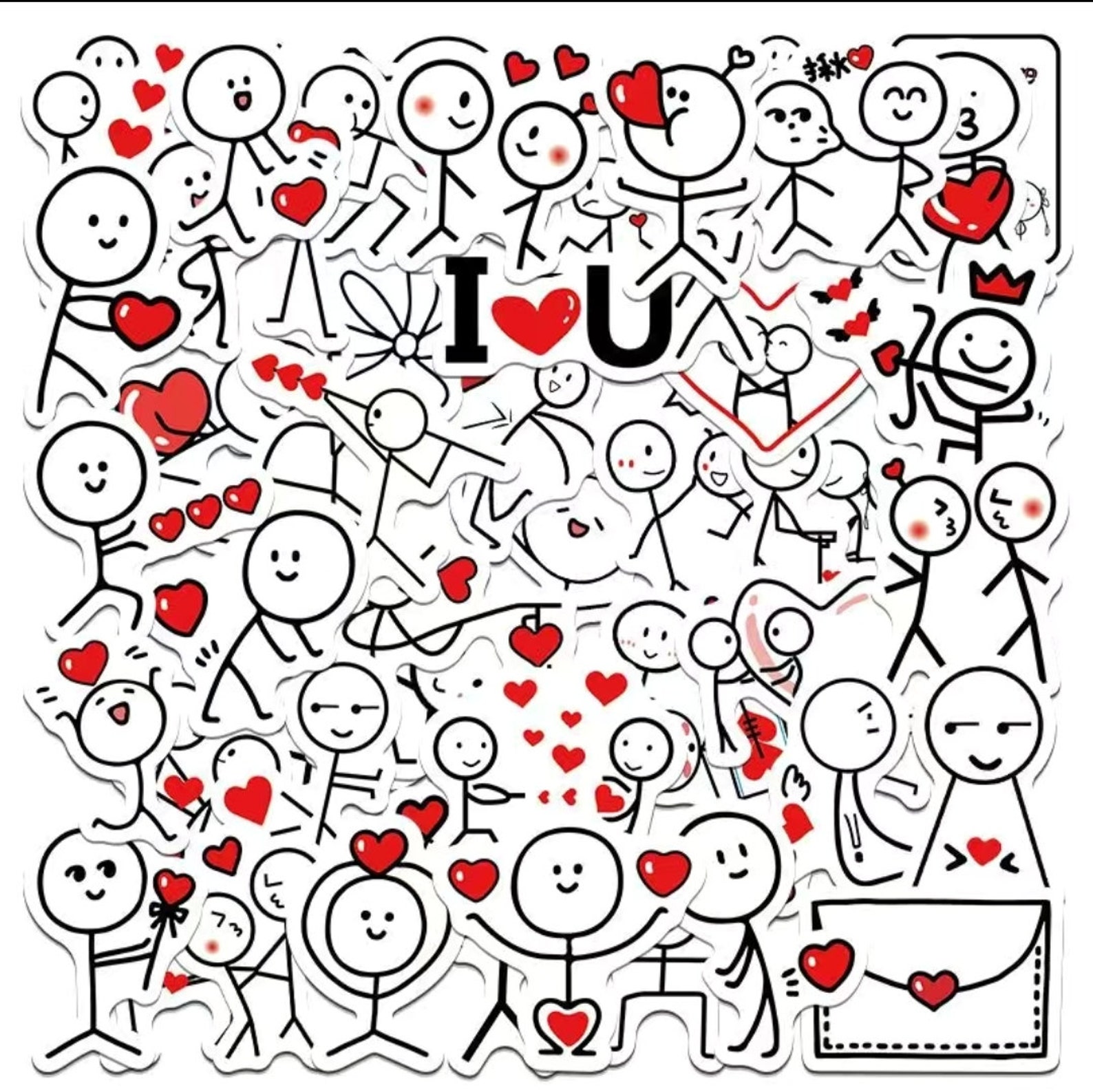 Love Stickman Series Stickers 10-pack HD Vinyl Decals, Unique ...