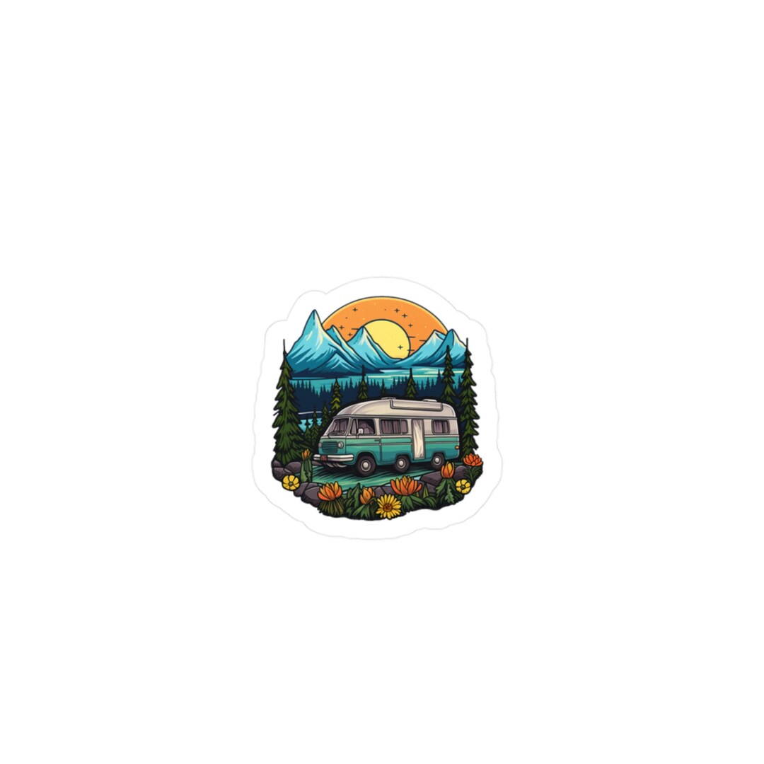 Outdoor, Retro, Van Aesthetic Sticker | Laptop Sticker | Water Bottle ...