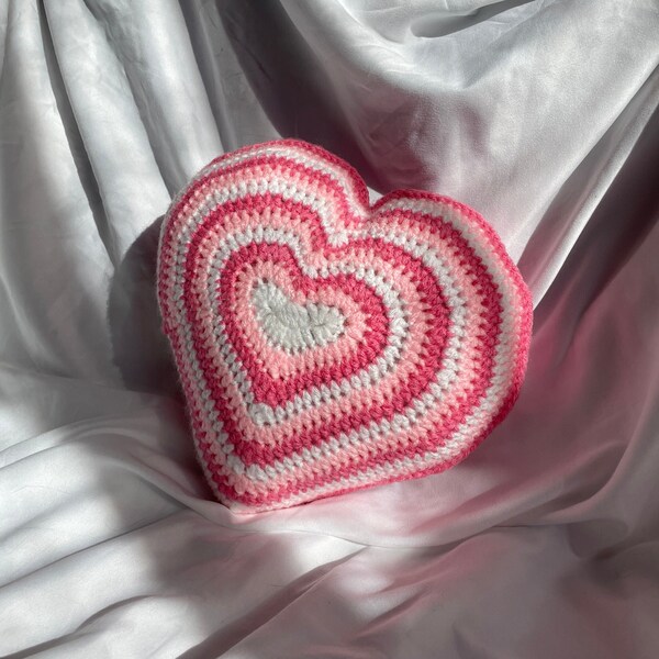 Crochet Heart Pillow - Etsy