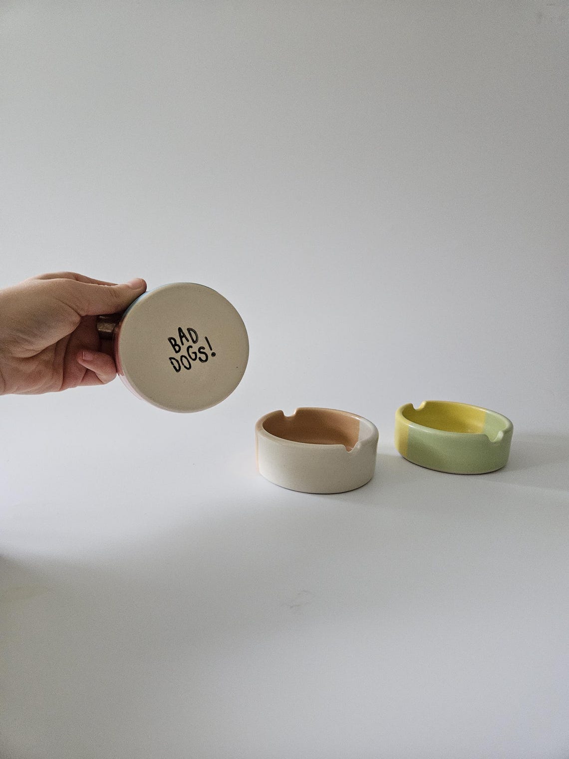 Handmade Color Block Ceramic Ashtray: Two-tone Glaze (made to Order) - Etsy