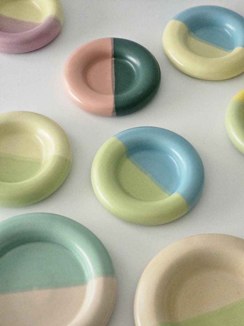 Handmade Ceramic Donut Ring Dish: Colorful Bubble Plate (3.5") - Etsy
