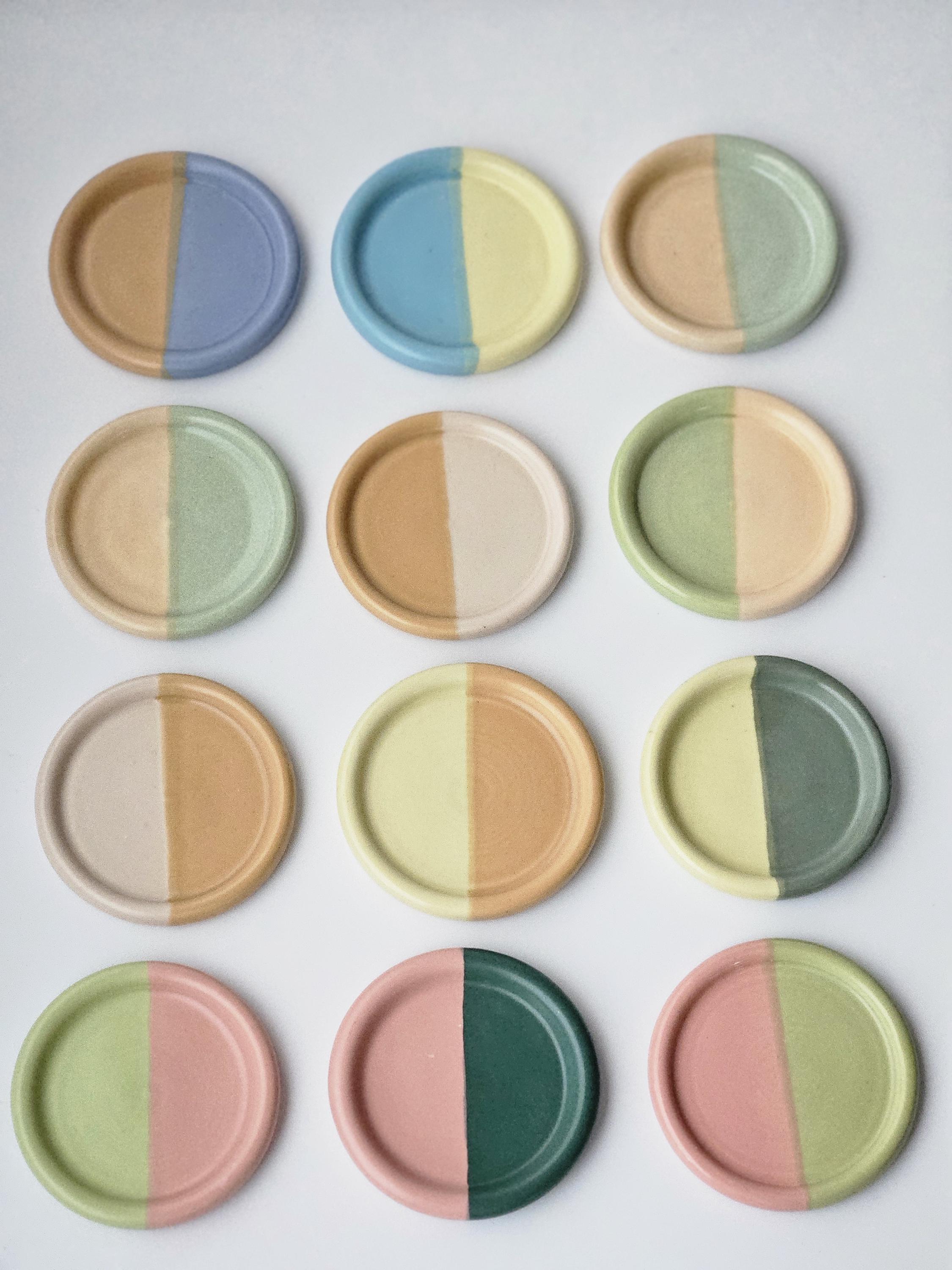 Handmade Ceramic Color Block Coaster: Wheel Thrown Pottery - Etsy