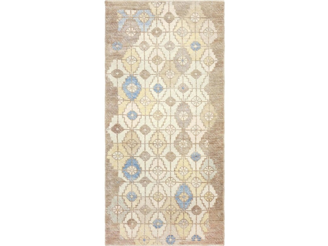 3x6 Ft Tribal Runner Rug | Mocha Brown Wool Runner | Handwoven Diamond ...