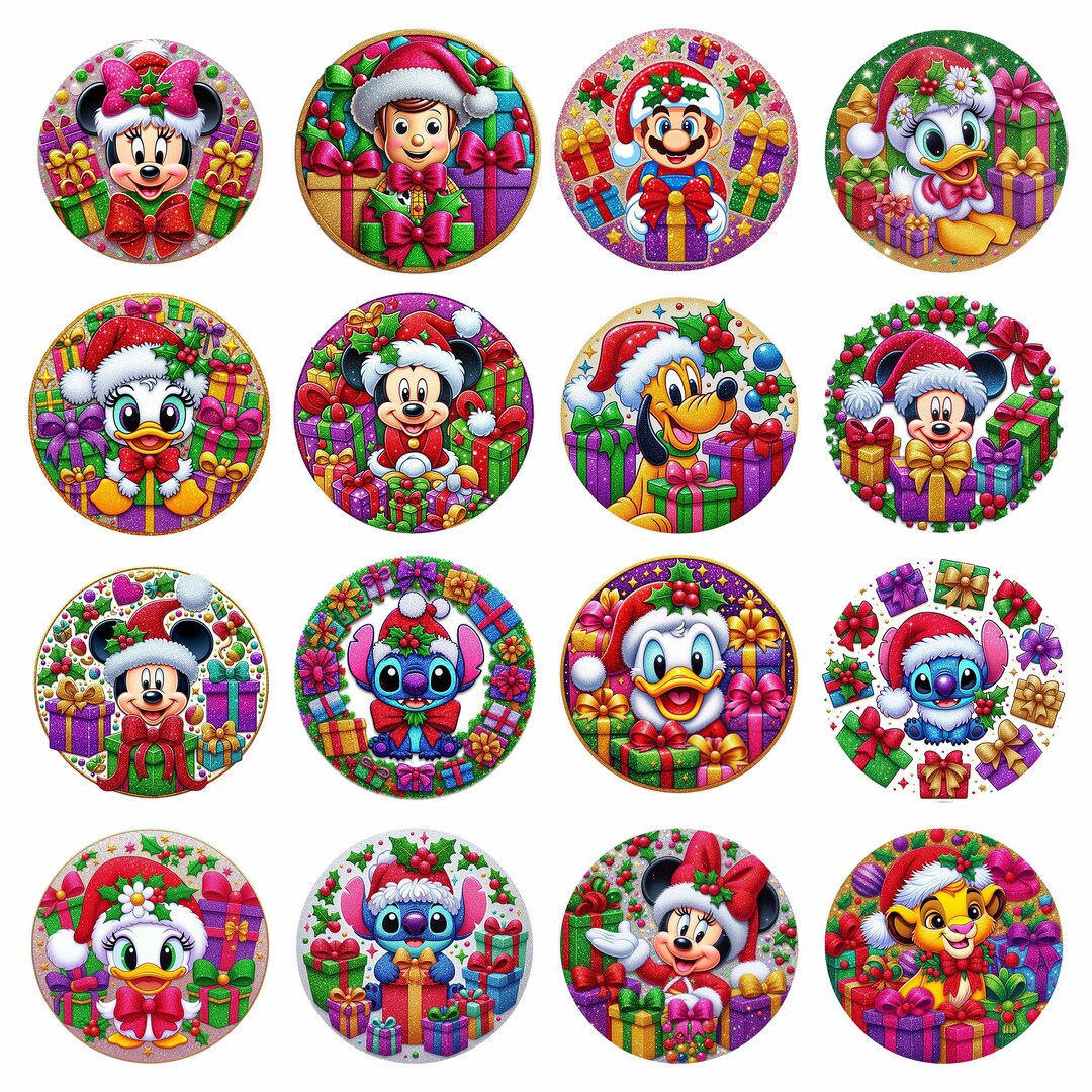 30 Cartoon Ornament Christmas PNG Bundle, Stitchmas Decor Tree ...