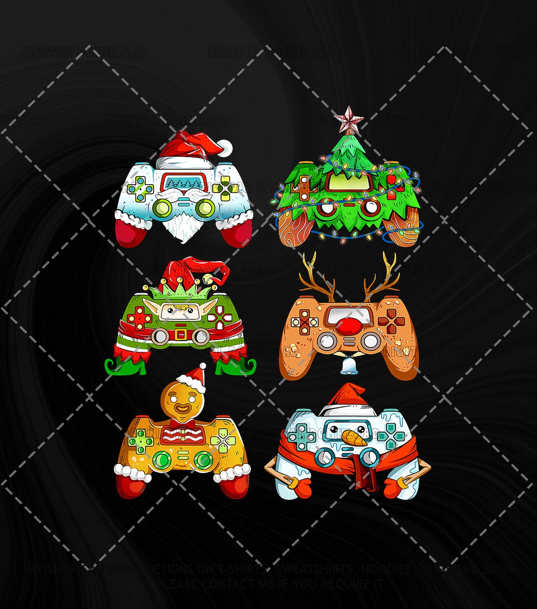 Christmas Santa Elf Gaming Controllers Snowman Boys Kids PNG Design ...